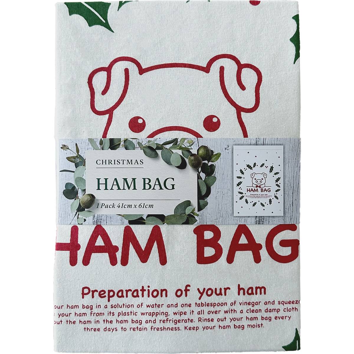 Christmas Ham Bag Pig Wreath Each | Woolworths