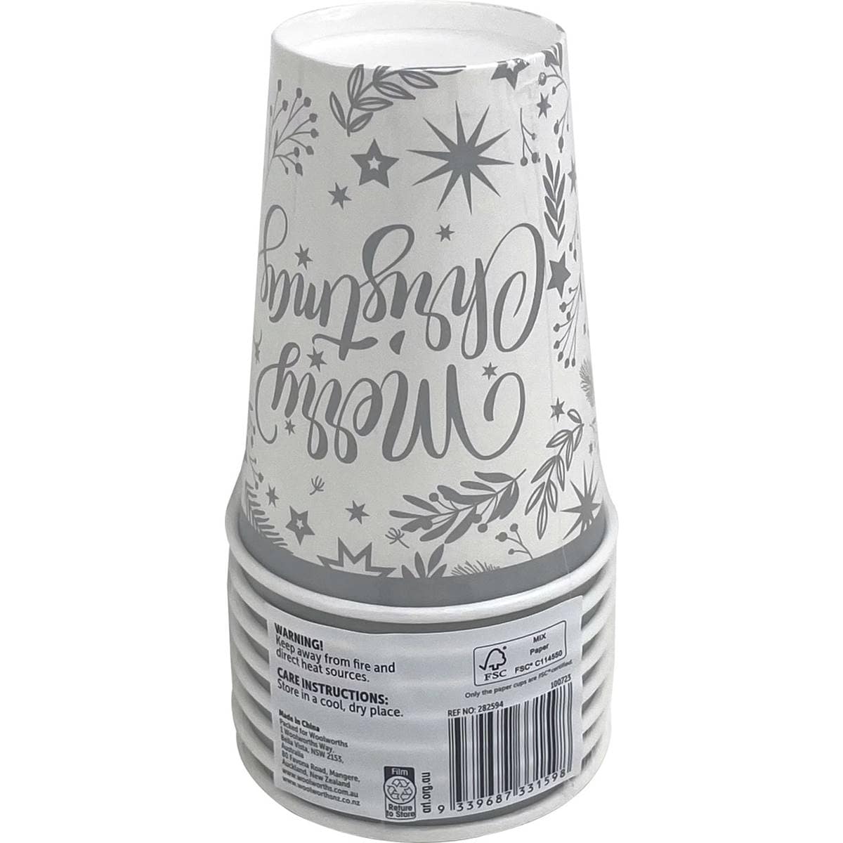 Christmas Cups Silver 8 Pack | Woolworths