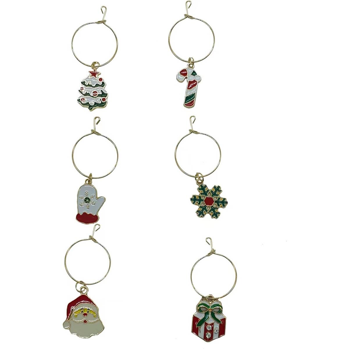 Christmas Wine Glass Charms 6 Pack | Woolworths