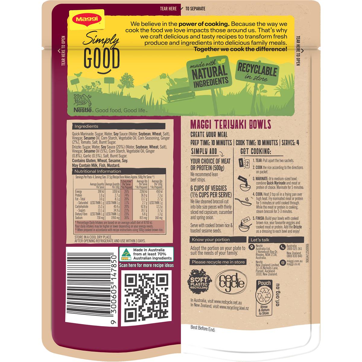 Maggi Bowl Meals Asian Style Teriyaki Bowl 150g | Woolworths