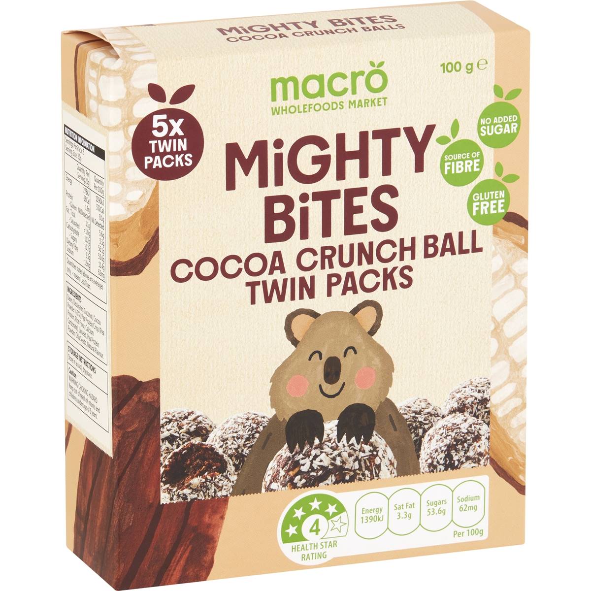 Macro Wholefoods Market Mighty Bites Cocoa Crunch Ball Twin Packs 100g ...