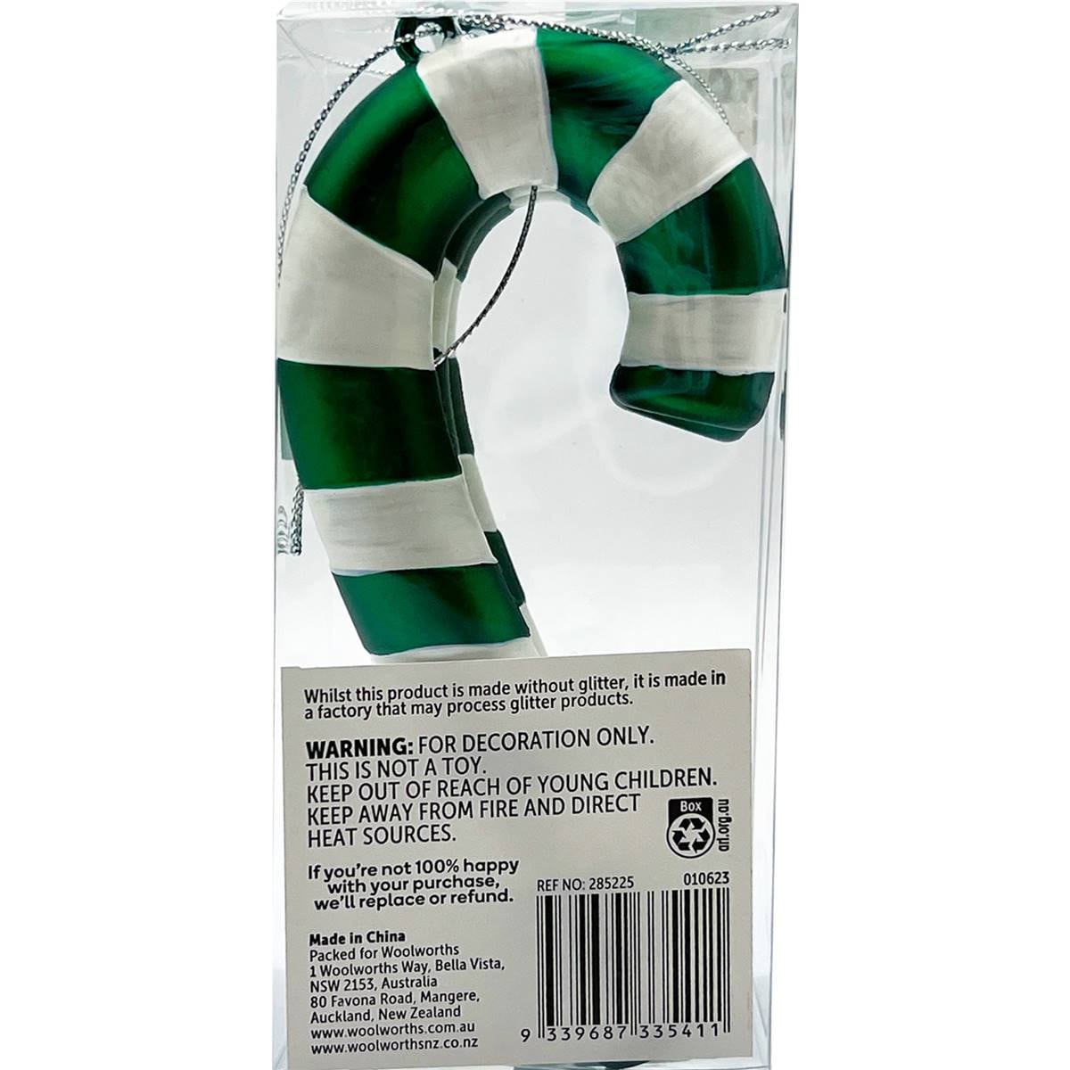 Christmas Traditional Candy Cane Decoration Green 3 Pack | Woolworths