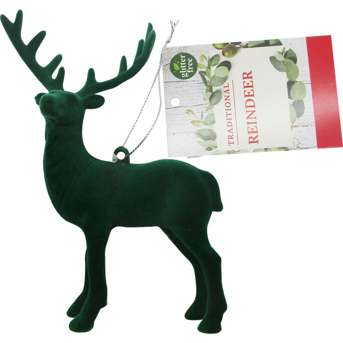 Christmas Traditional Reindeer Decoration Green Each | Woolworths