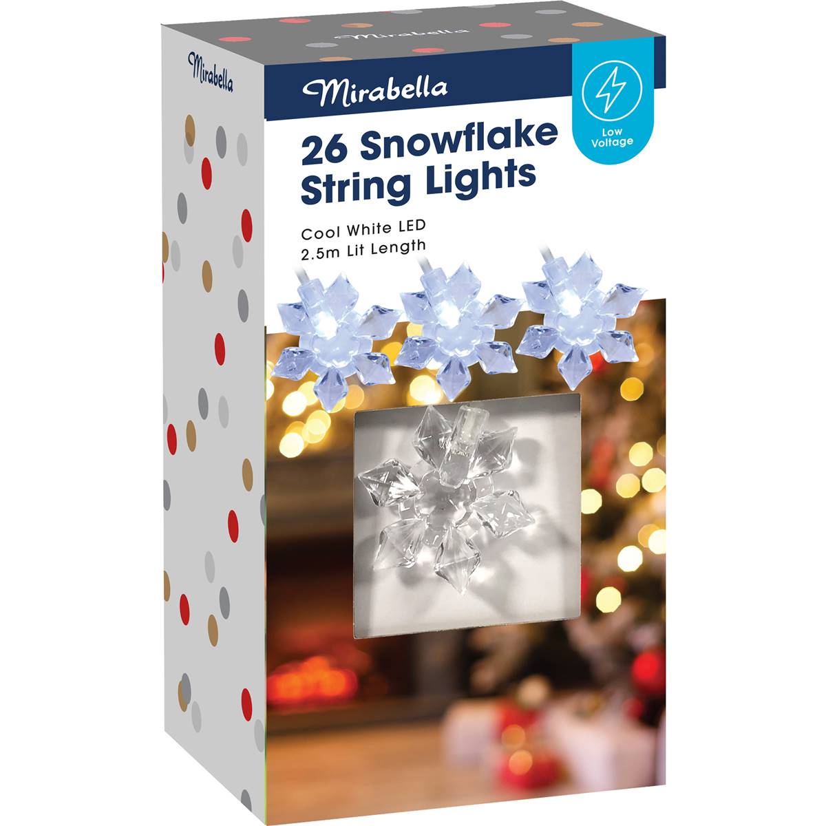 Mirabella Christmas Mains Powered 26 Snowflake String Lights 2.5m Each ...