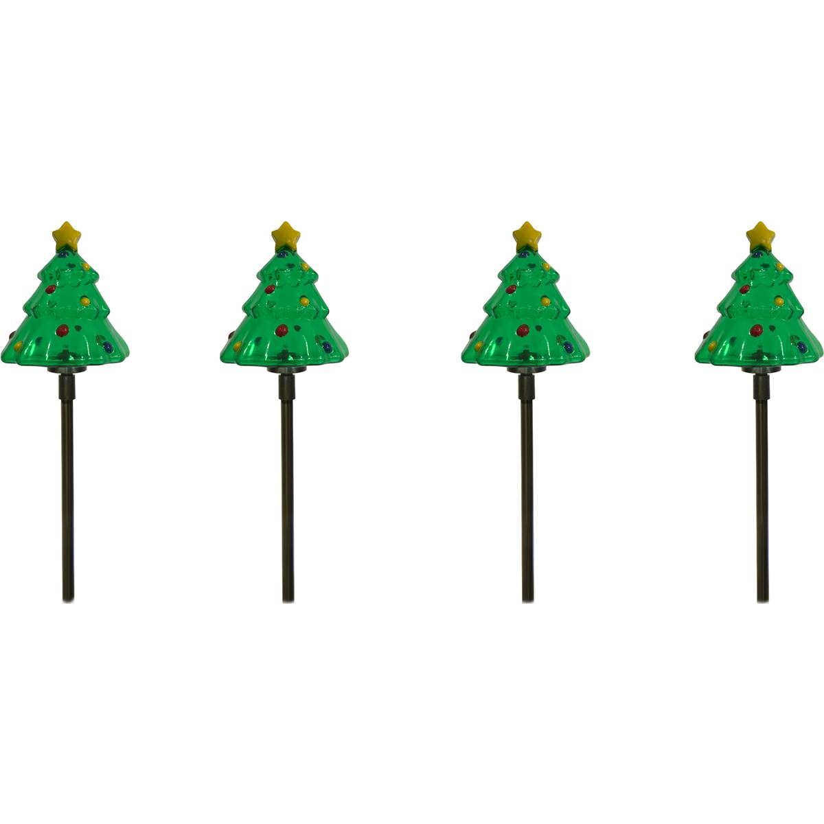 Mirabella Christmas Solar Powered Christmas Tree Stake Lights 4 Pack ...