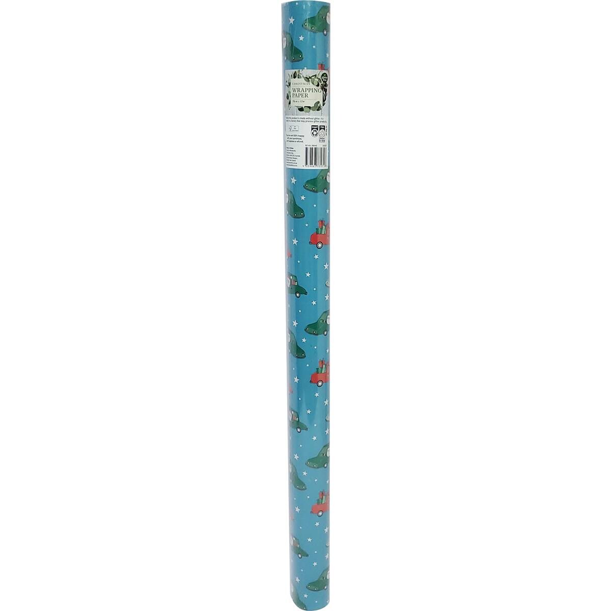Christmas Blue Car Wrapping Paper 12m Each | Woolworths
