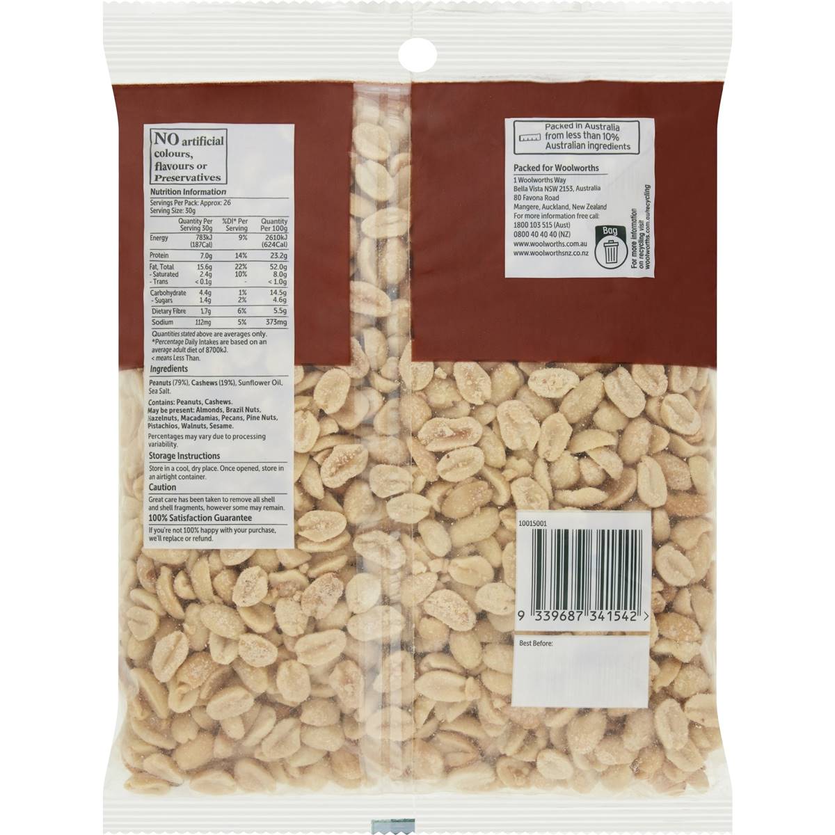 Woolworths Roasted & Salted Peanuts & Cashews 800g | Woolworths