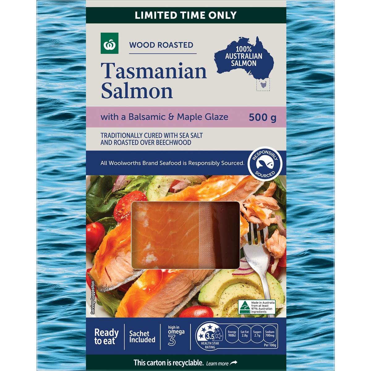 Woolworths Tasmanian Salmon With A Balsamic & Maple Glaze 500g | Woolworths