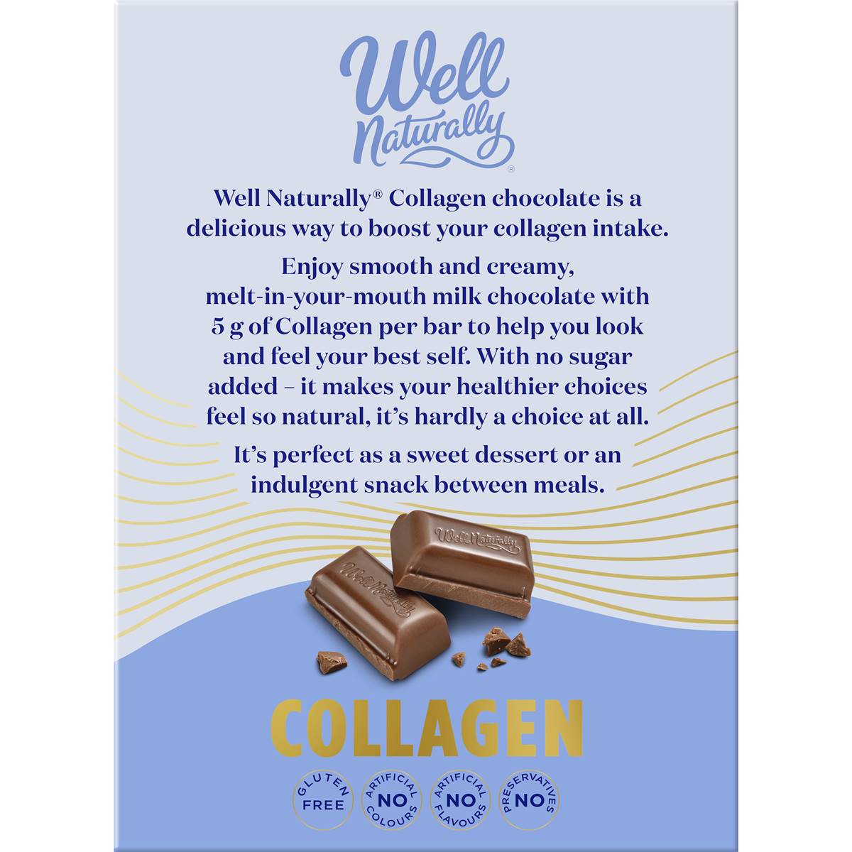 Well Naturally Collagen No Sugar Added Chocolate Bars 45g X 4 Pack ...
