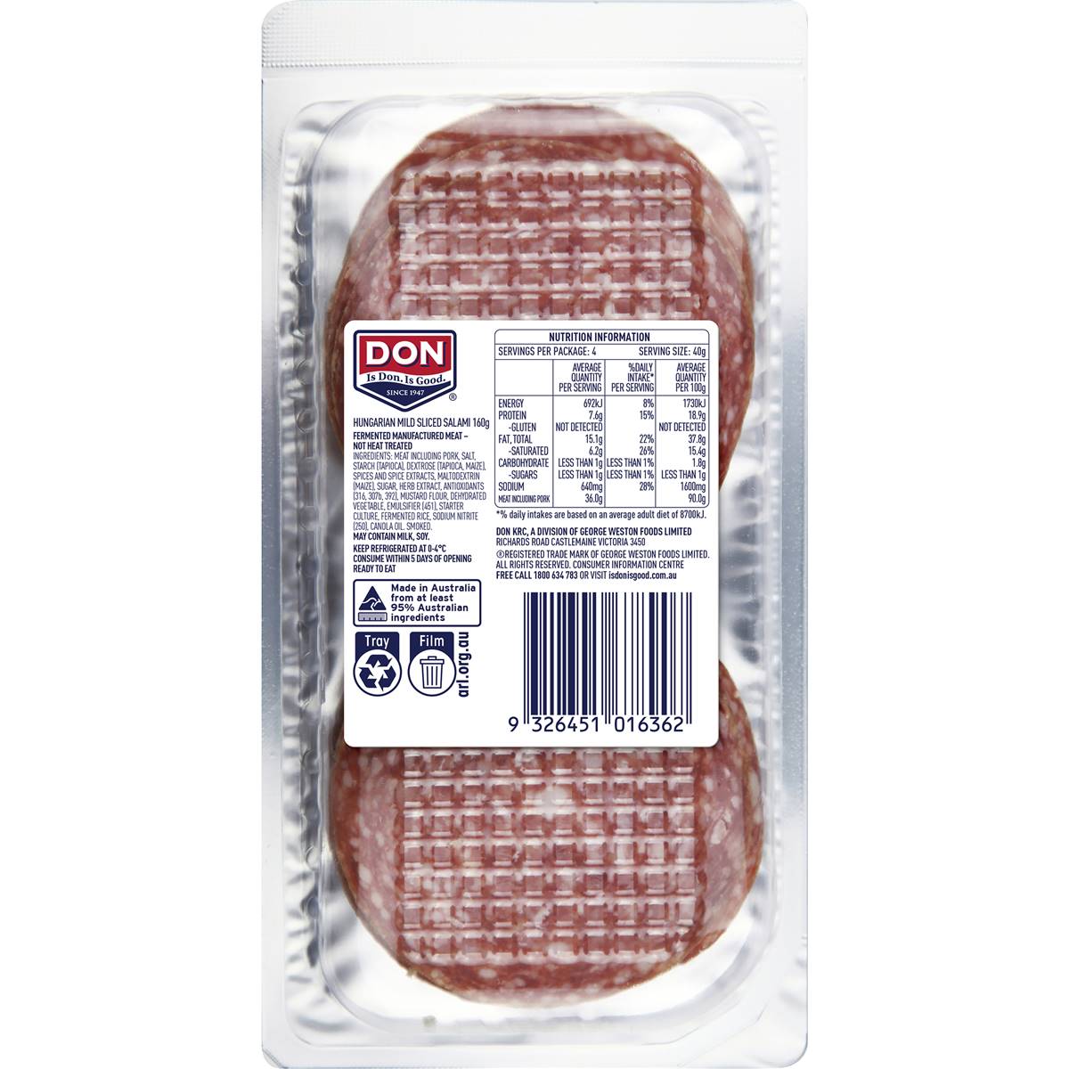 Don Hungarian Salami 160g | Woolworths