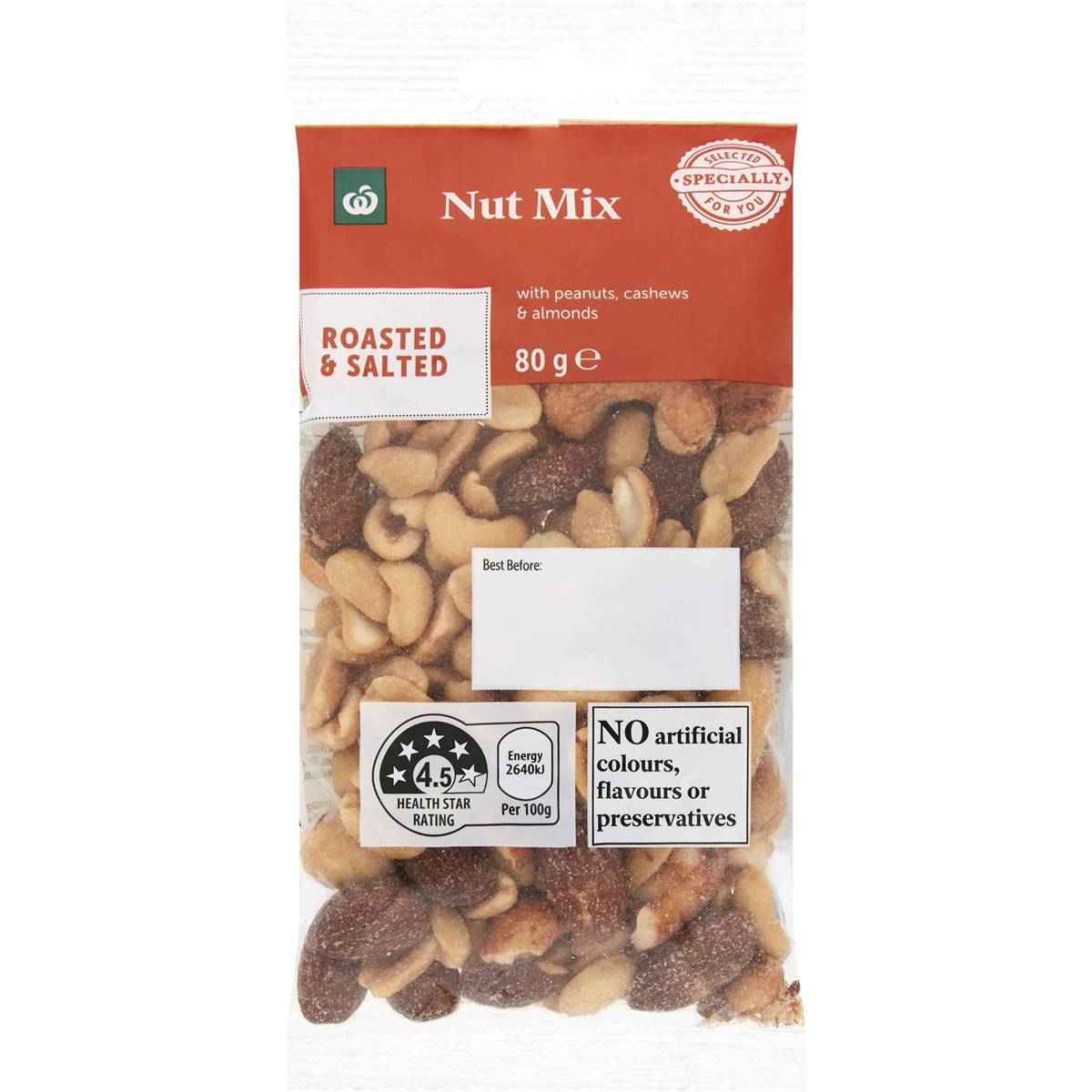 Woolworths Grab 'n Go Sachet Nut Mix Roasted & Salted 80g | Woolworths