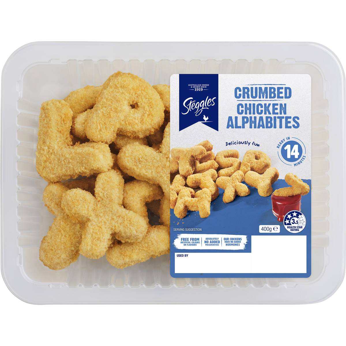 Steggles Chicken Alphabites Crumbed 400g | Woolworths