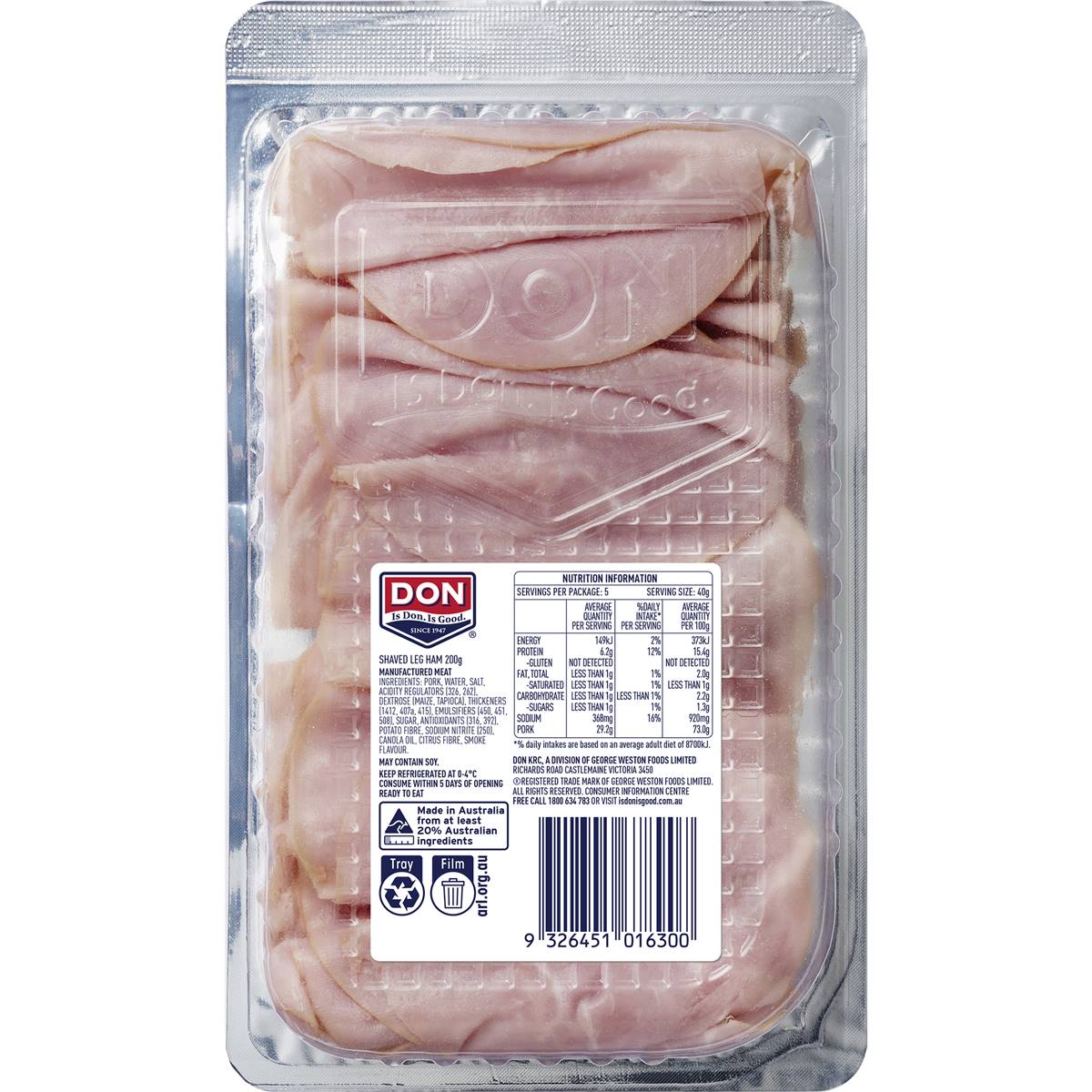 Don Leg Ham Shaved 200g | Woolworths