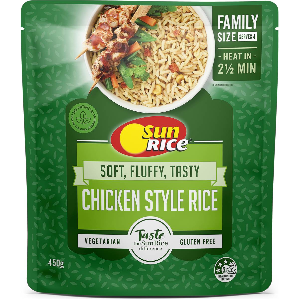Sunrice Microwave Chicken Style Flavoured Rice Pouch 450g | Woolworths