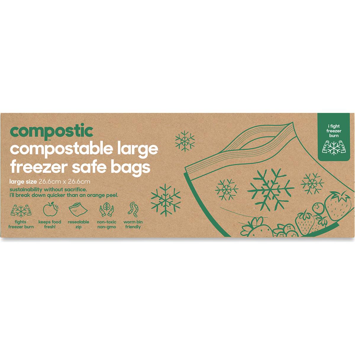 Compostic Compostable Large Freezer Safe Bags 10 Pack | Woolworths