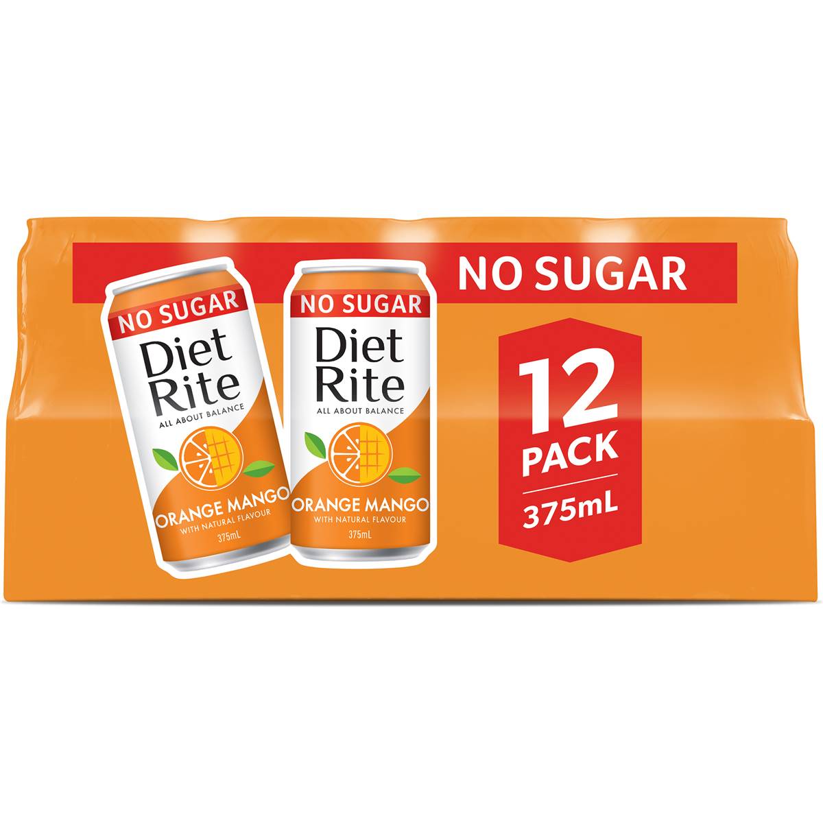 Diet Rite Orange Mango 375ml X 12 Pack | Woolworths