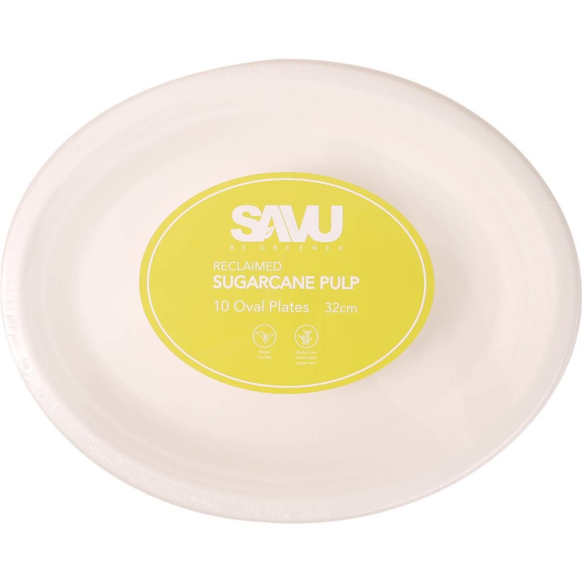 Savu Sugarcane Pulp 32cm Oval Plates 10 Pack | Woolworths