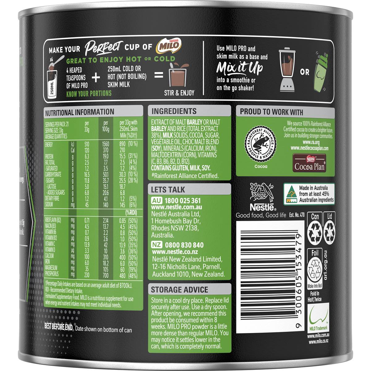 Nestle Milo Pro 700g | Woolworths