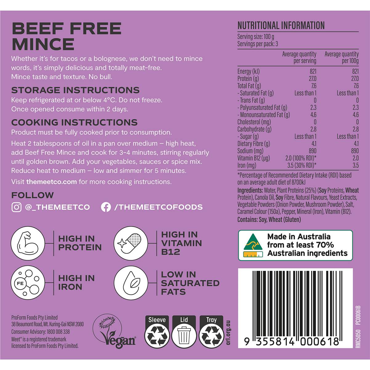 Meet Plant Based Beef Free Mince 300g | Woolworths