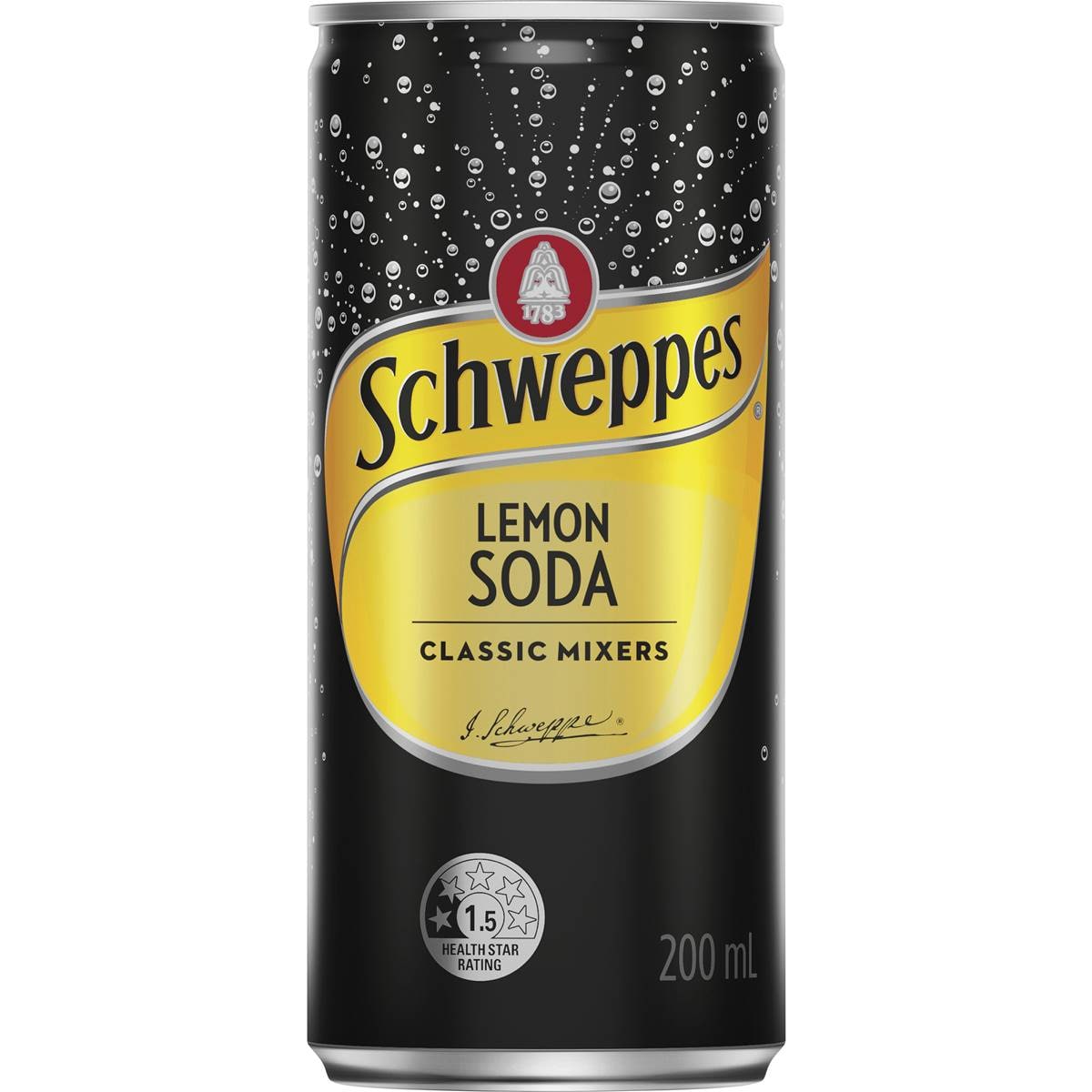 Schweppes Lemon Soda Soft Drink Mini Cans Multipack 200ml X 6 Pack ...