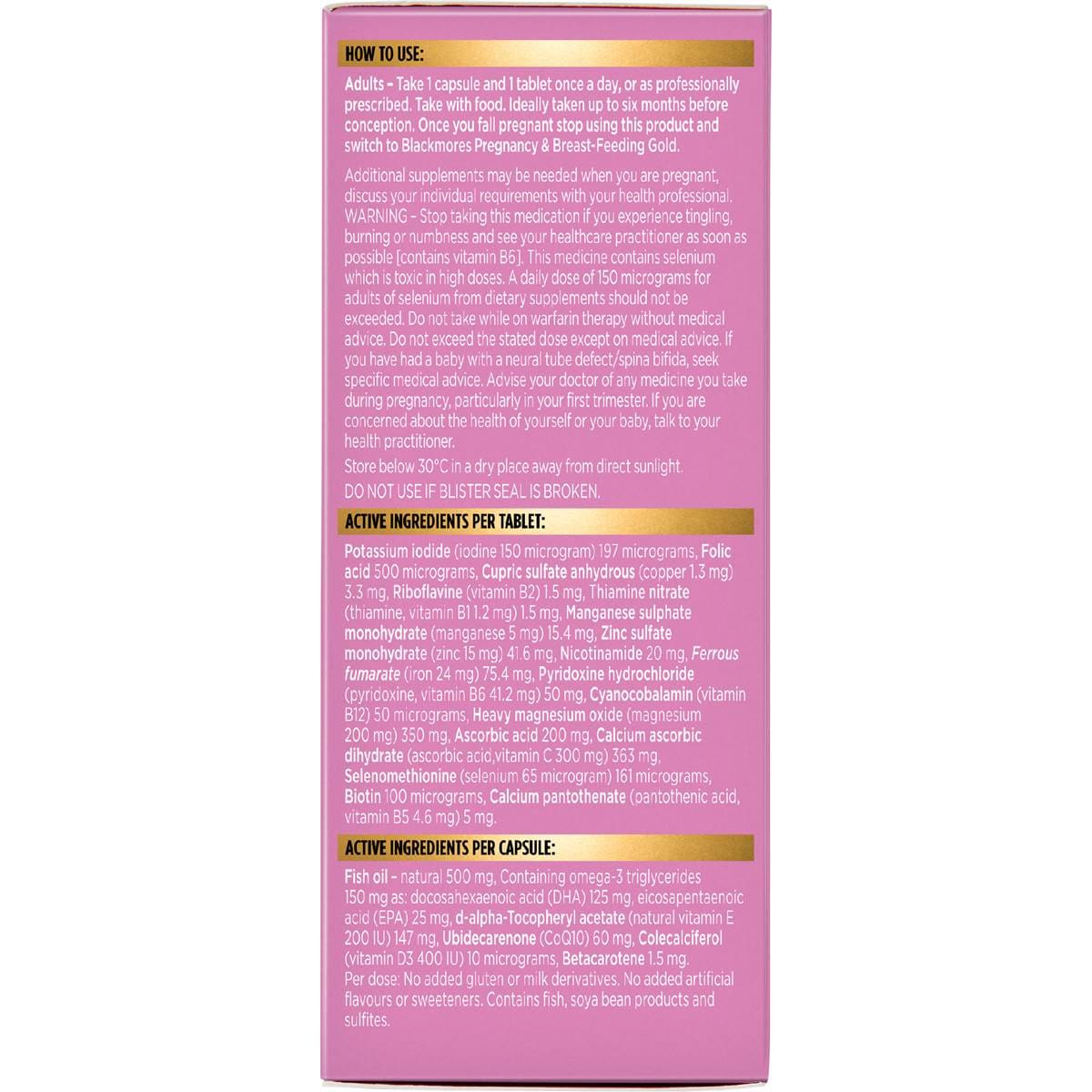 Blackmores Conceive Well Gold Preconception Vitamin 56 Pack | Woolworths