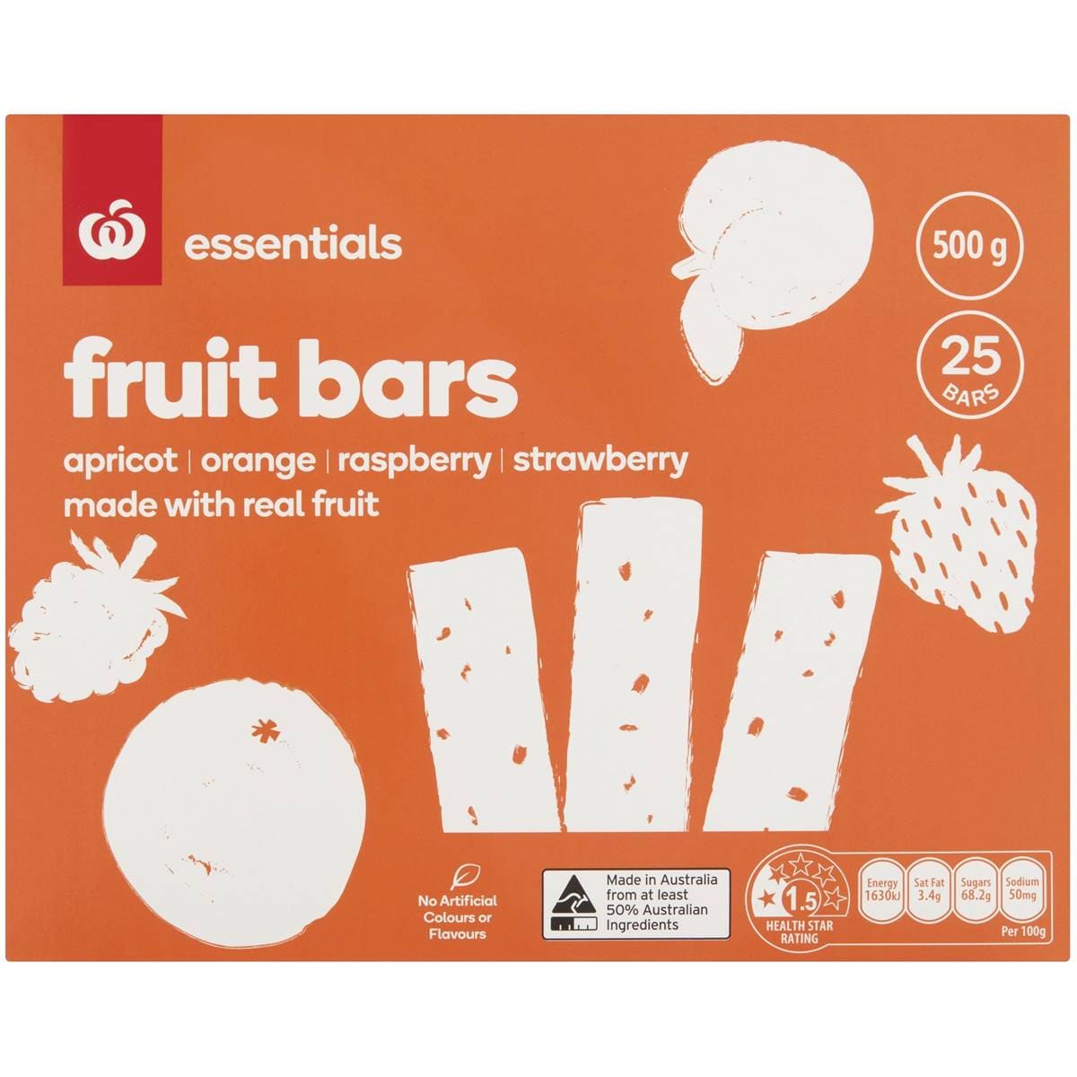 Essentials Assorted Flavours Fruit Bars 25 Pack | Woolworths