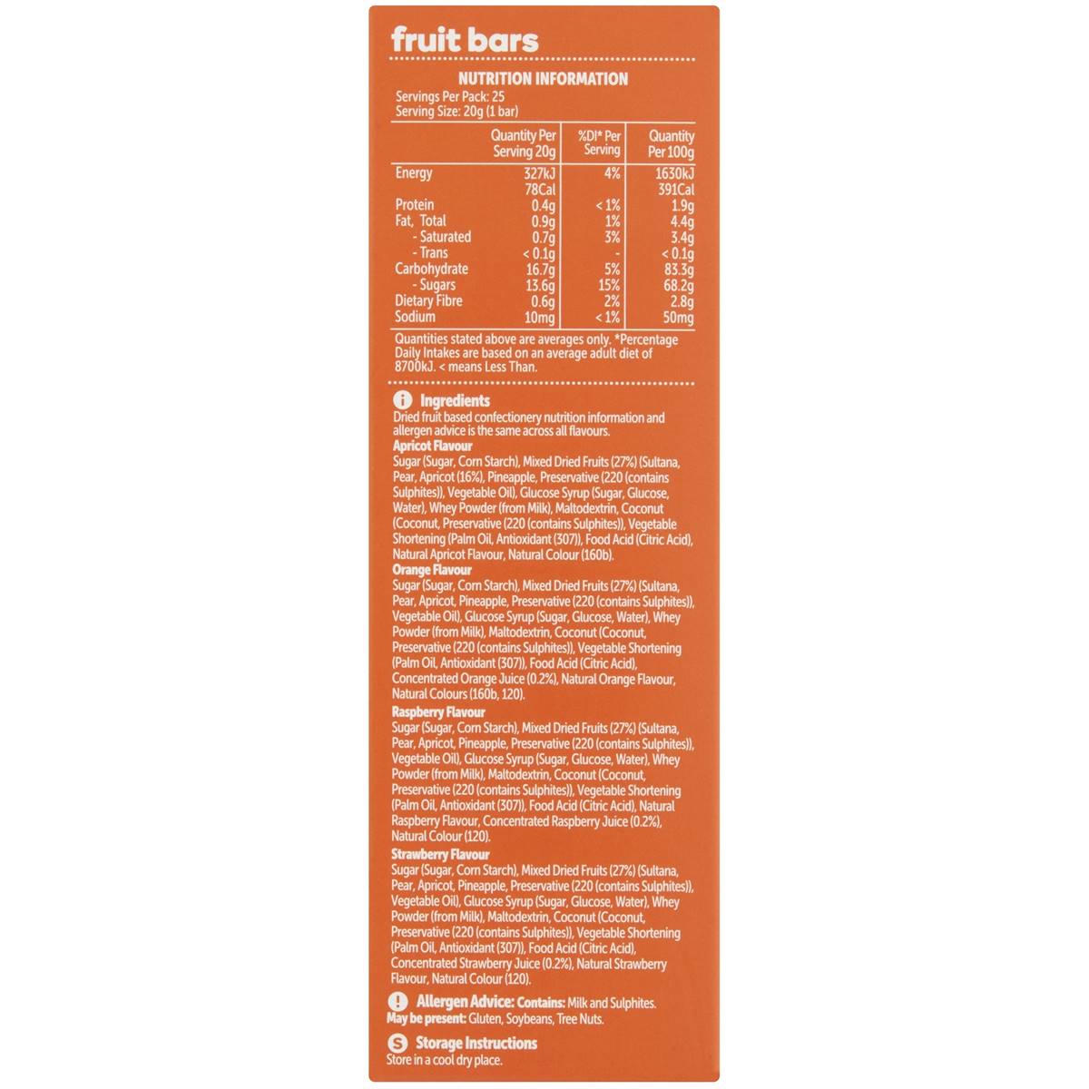 Essentials Assorted Flavours Fruit Bars 25 Pack | Woolworths