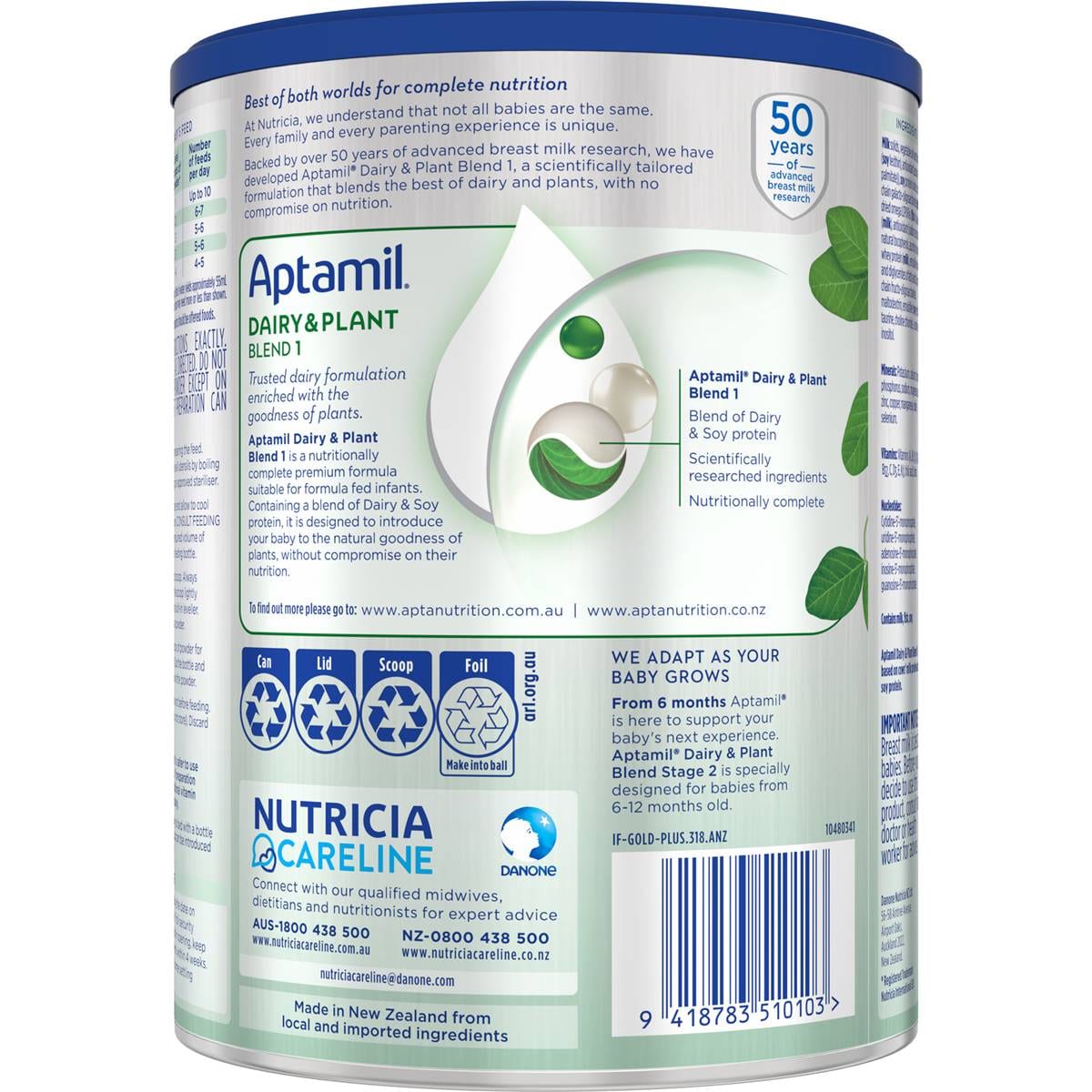Aptamil Dairy & Plant Baby Infant Formula From 0-6 Months 900g | Woolworths