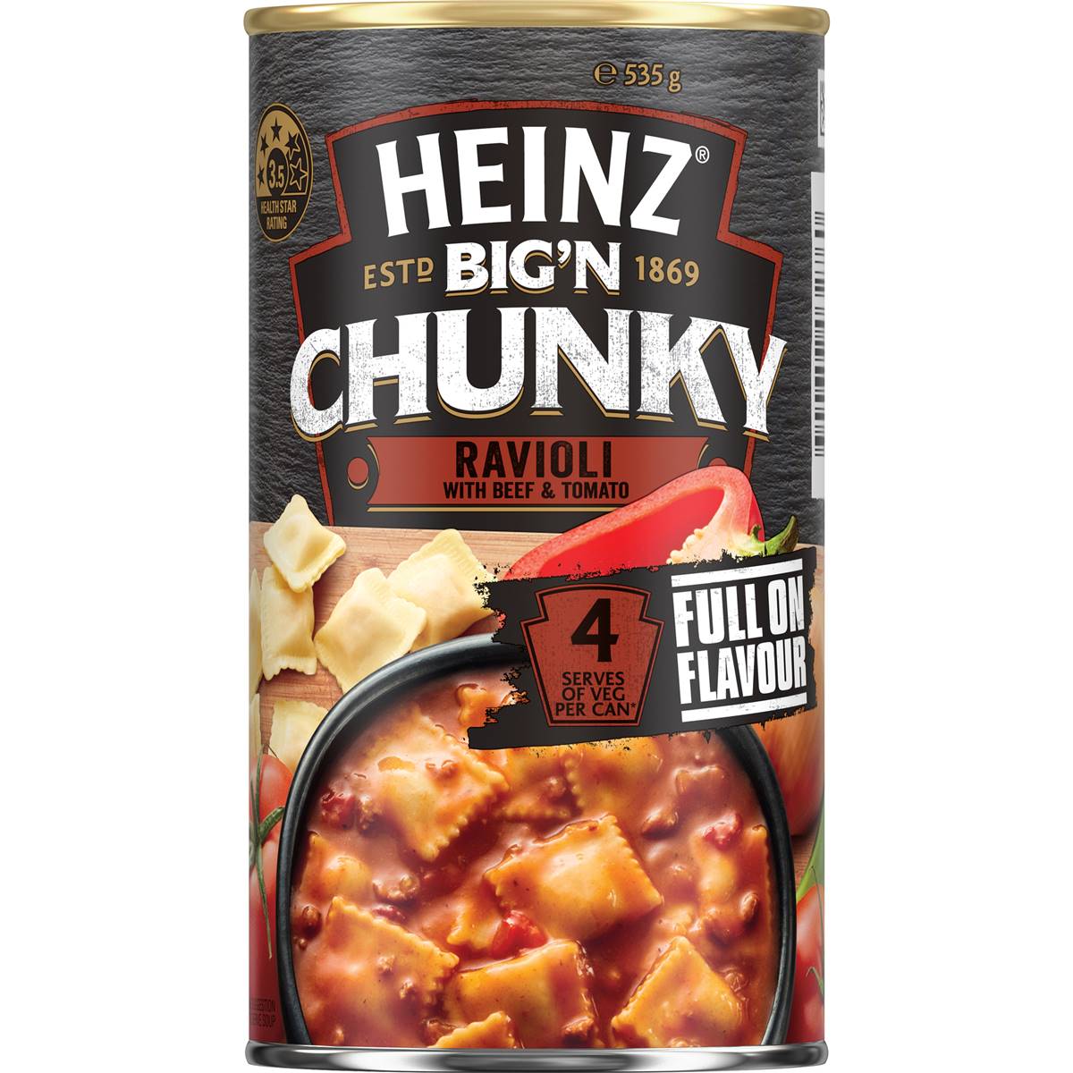 Heinz Big N Chunky Ravioli With Beef & Tomato Canned Meal 535g | Woolworths