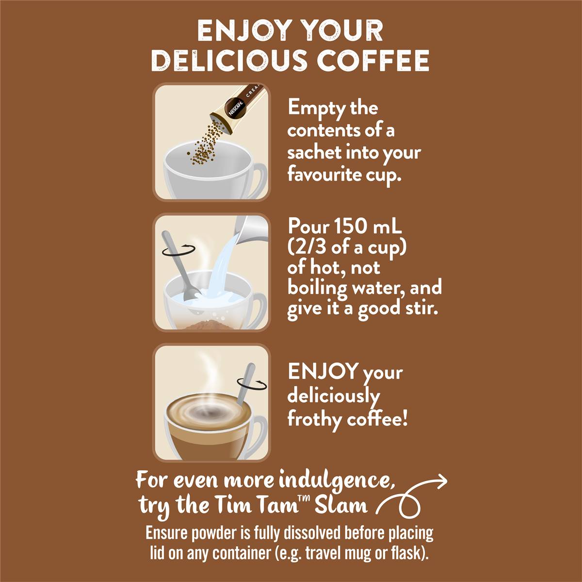 Nescafe Caramel Choc Mocha Tim Tam Coffee Sachets 8 Pack | Woolworths