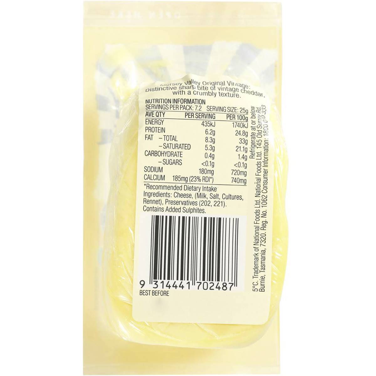 Mersey Valley Original Vintage Cheese 180g | Woolworths