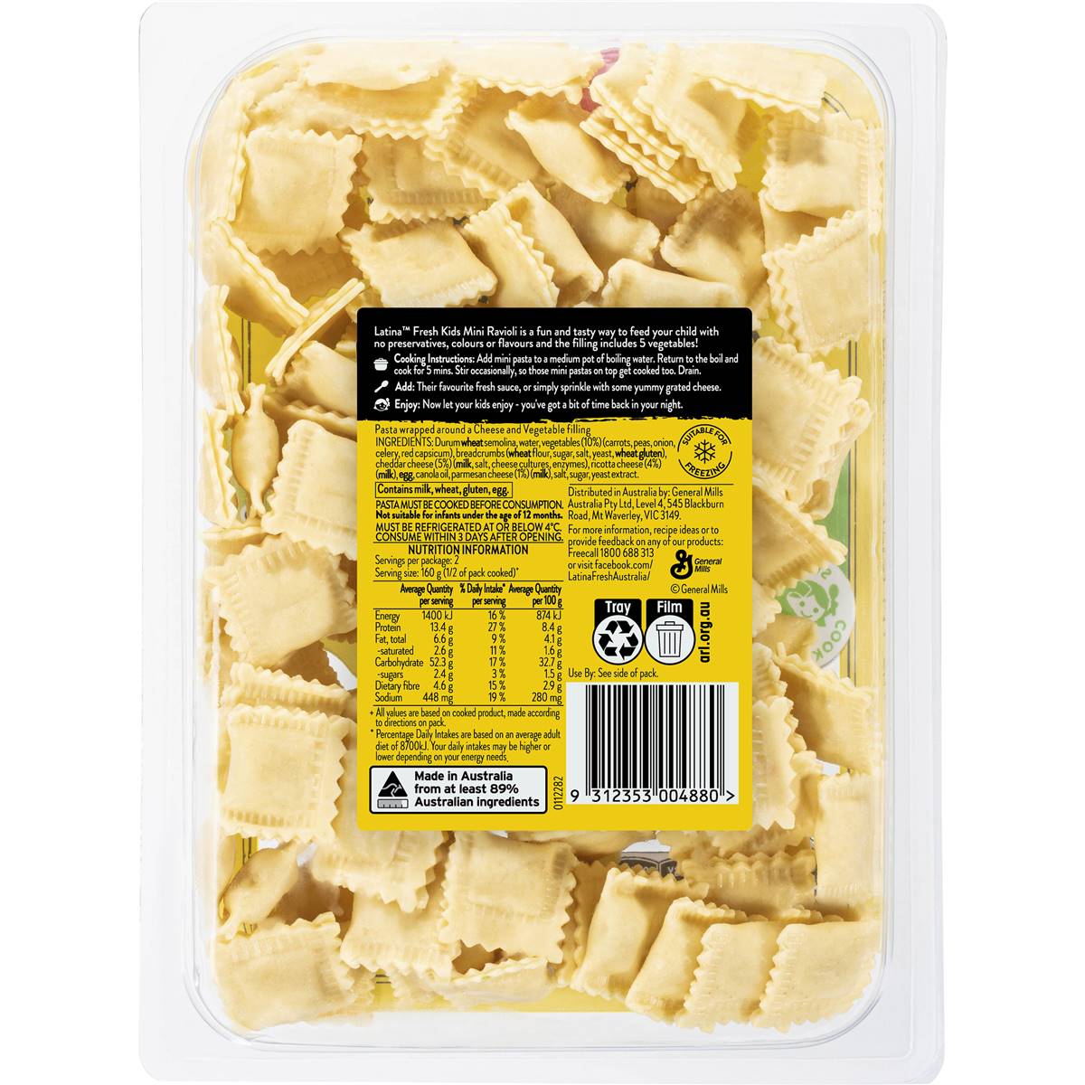 Latina Fresh Kids Mini Ravioli Pasta Cheese & Vegetable 200g | Woolworths