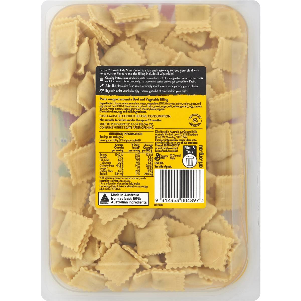 Latina Fresh Kids Mini Ravioli Pasta Beef & Vegetable 200g | Woolworths