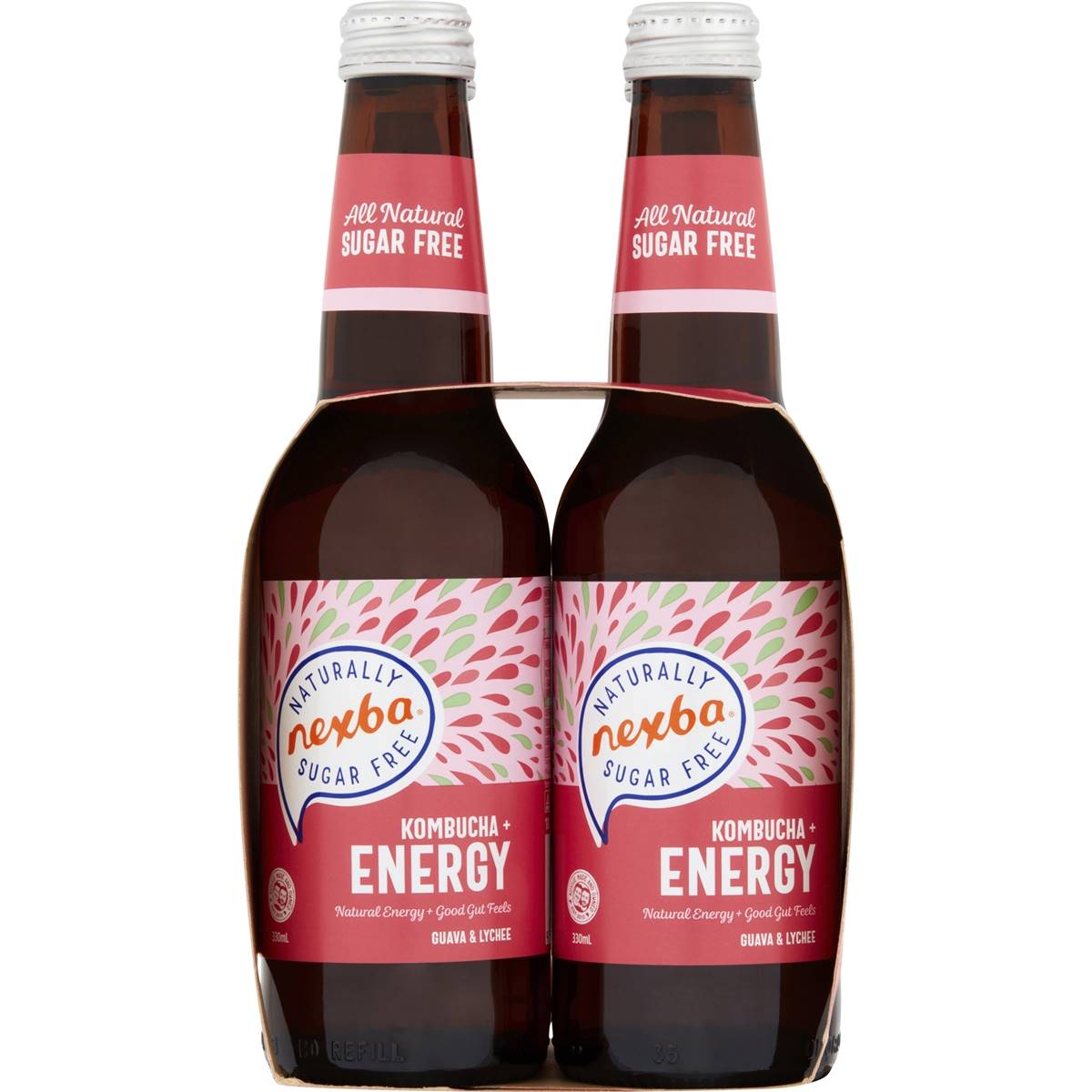 Nexba Kombucha Energy Guava & Lychee 330ml X 4 Pack | Woolworths