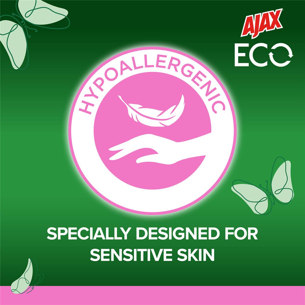 Ajax Eco Sensitive Disinfectant Cleaning Wipes Fragrance Free 110 Pack | Woolworths