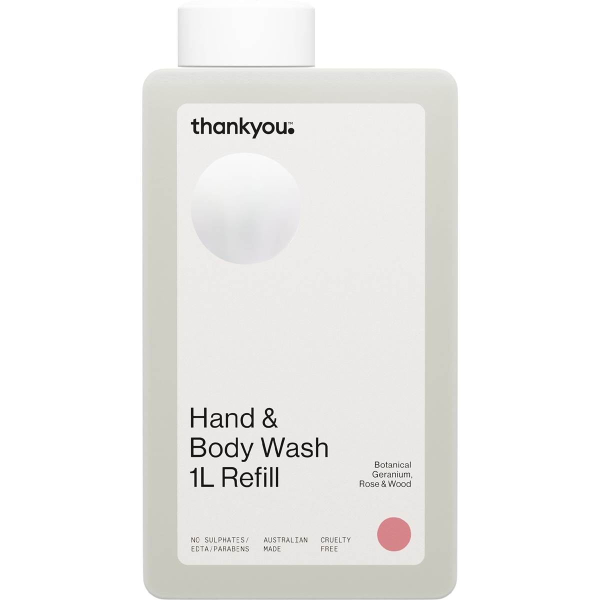 Thankyou. Hand & Body Wash Refill Geranium Rose & Wood 1l | Woolworths