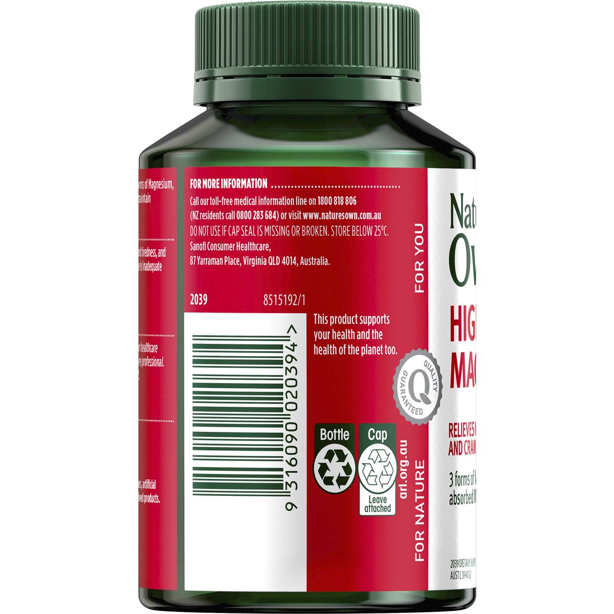 Nature's Own High Strength Magnesium Muscle Health Tablets 150 Pack ...