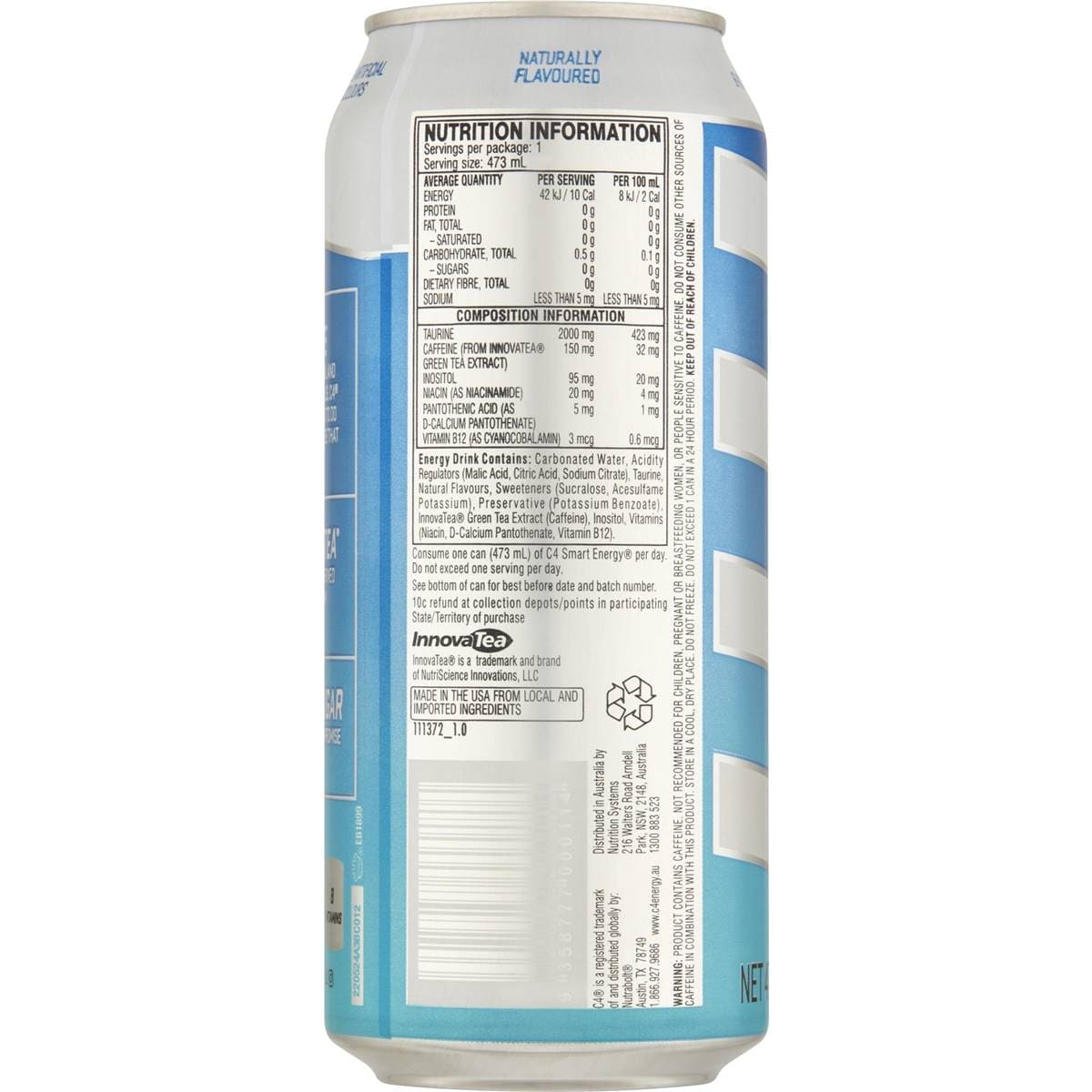 C4 Smart Energy Icy Blue Razz Can 473ml | Woolworths