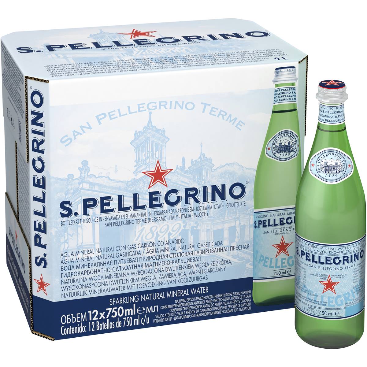 Sanpellegrino Sparkling Natural Mineral Water 750ml X12 Pack | Woolworths