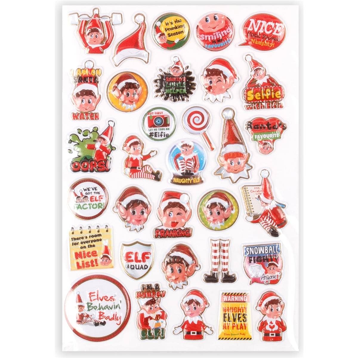 Christmas Elves Behaving Badly 3d Stickers Each | Woolworths