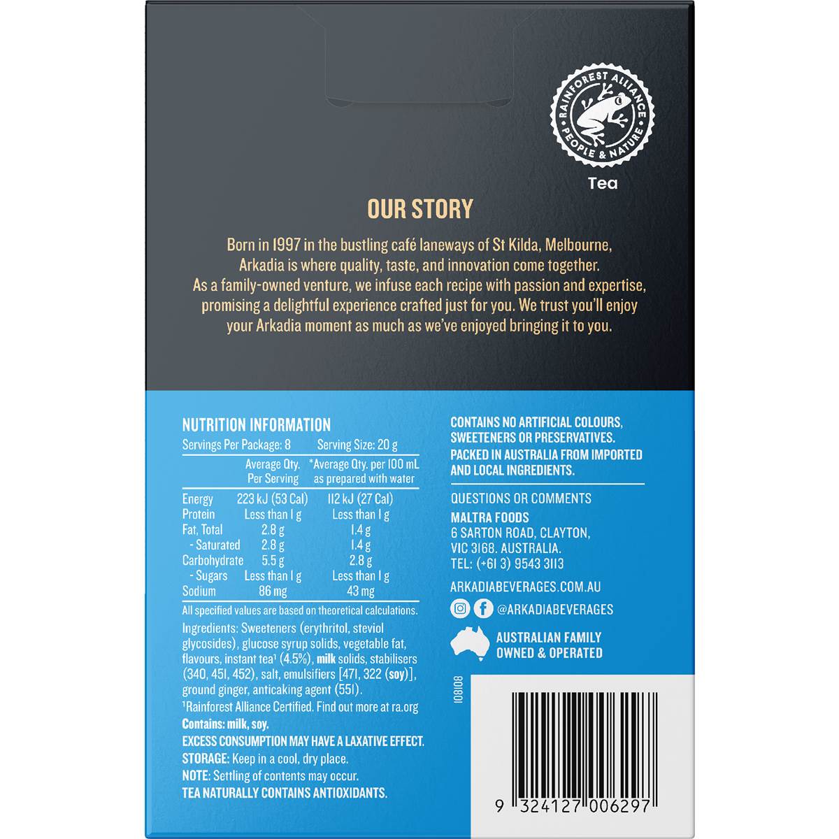 Arkadia Chai Spice Tea 99% Sugar Free 8 Pack | Woolworths