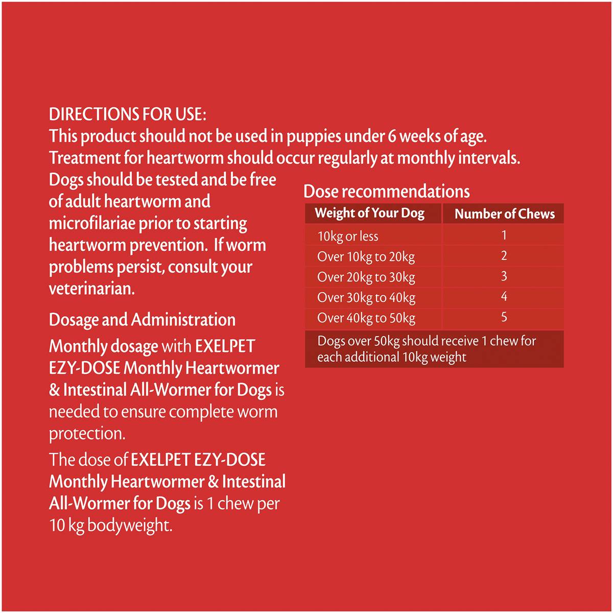 Exelpet Ezy Dose Heartwormer & Intestinal Allwormer For Dogs 4 Pack ...
