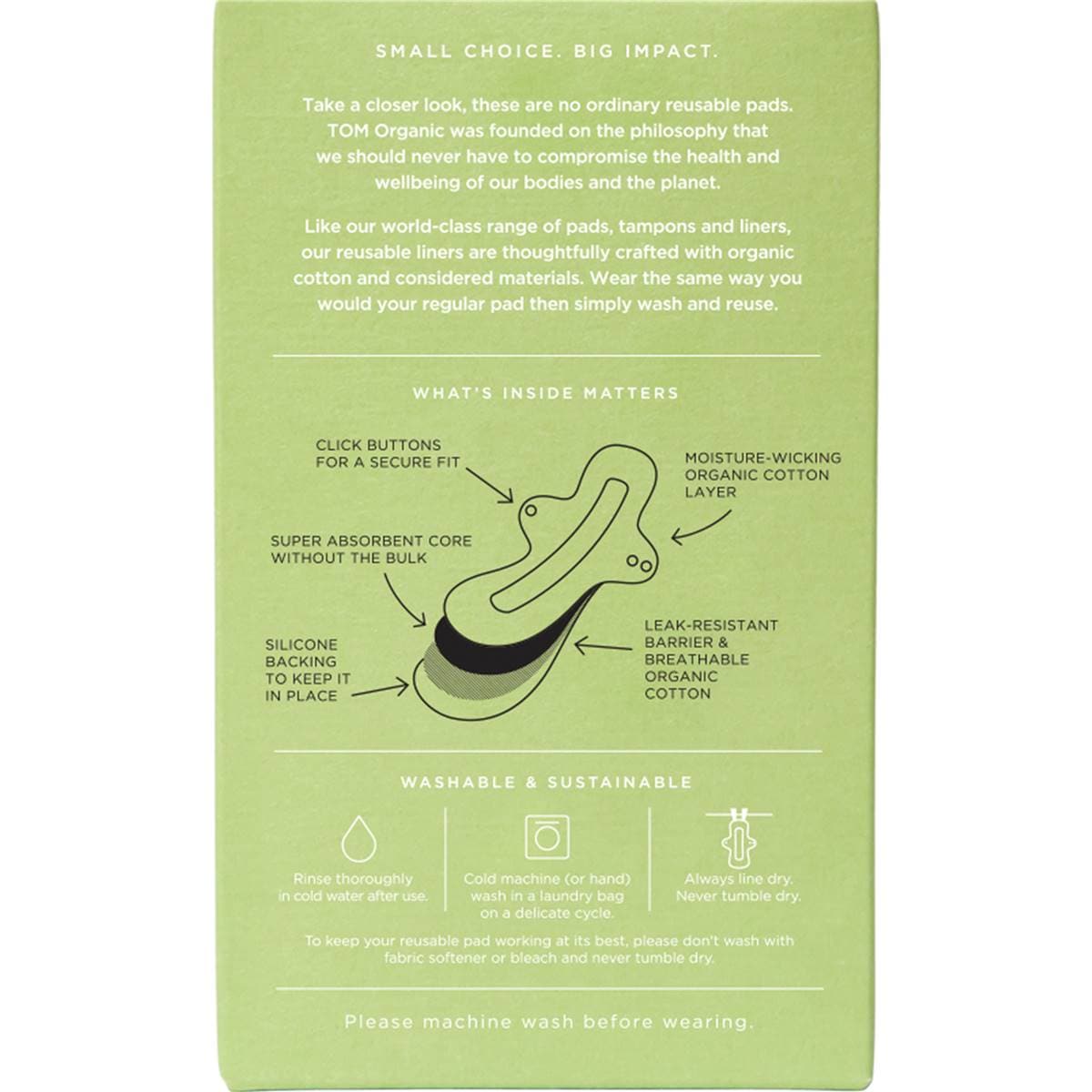 Tom Organic Reusable Pad Regular Each | Woolworths