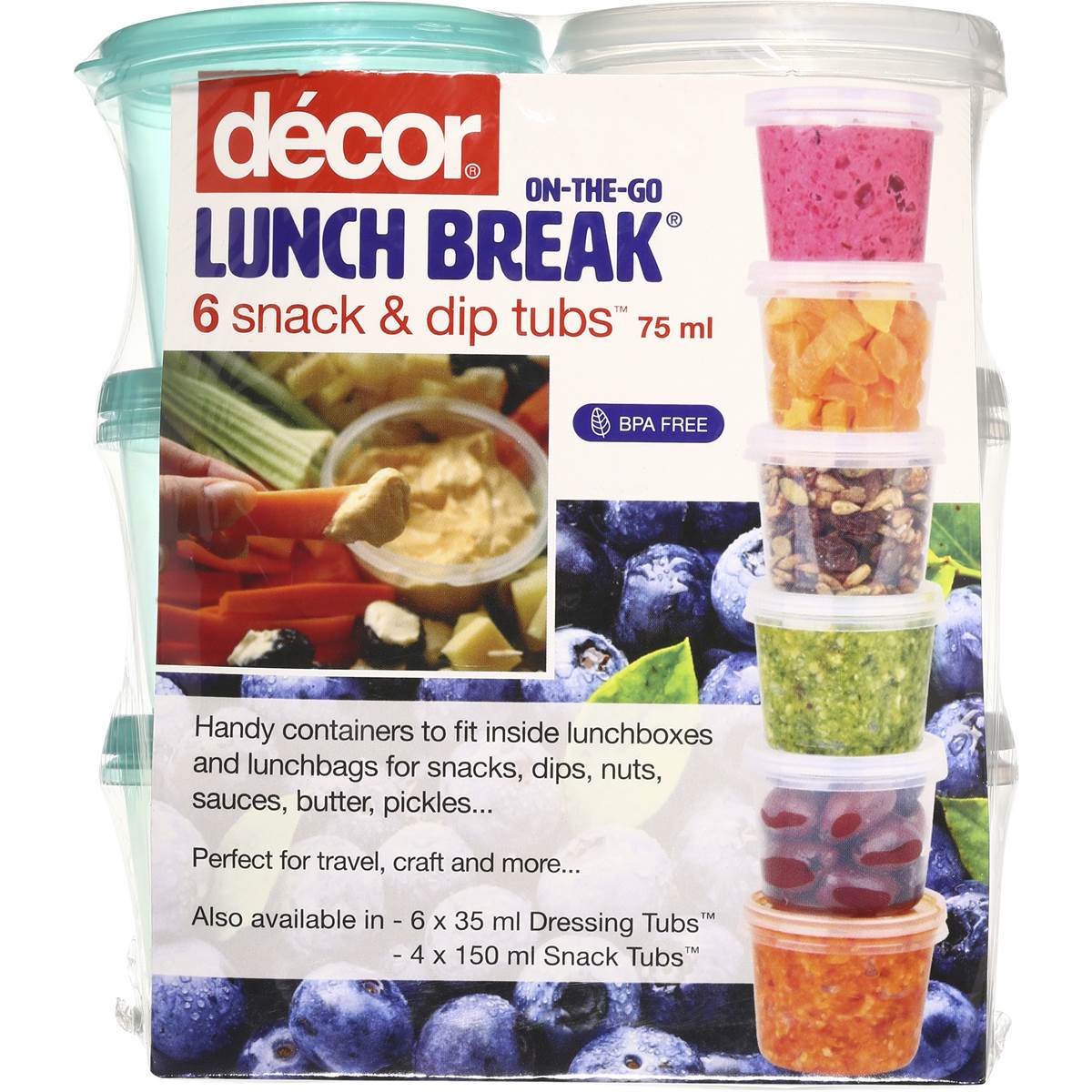 Decor Lunch Break Snack & Dip Tubs 6 Pack | Woolworths