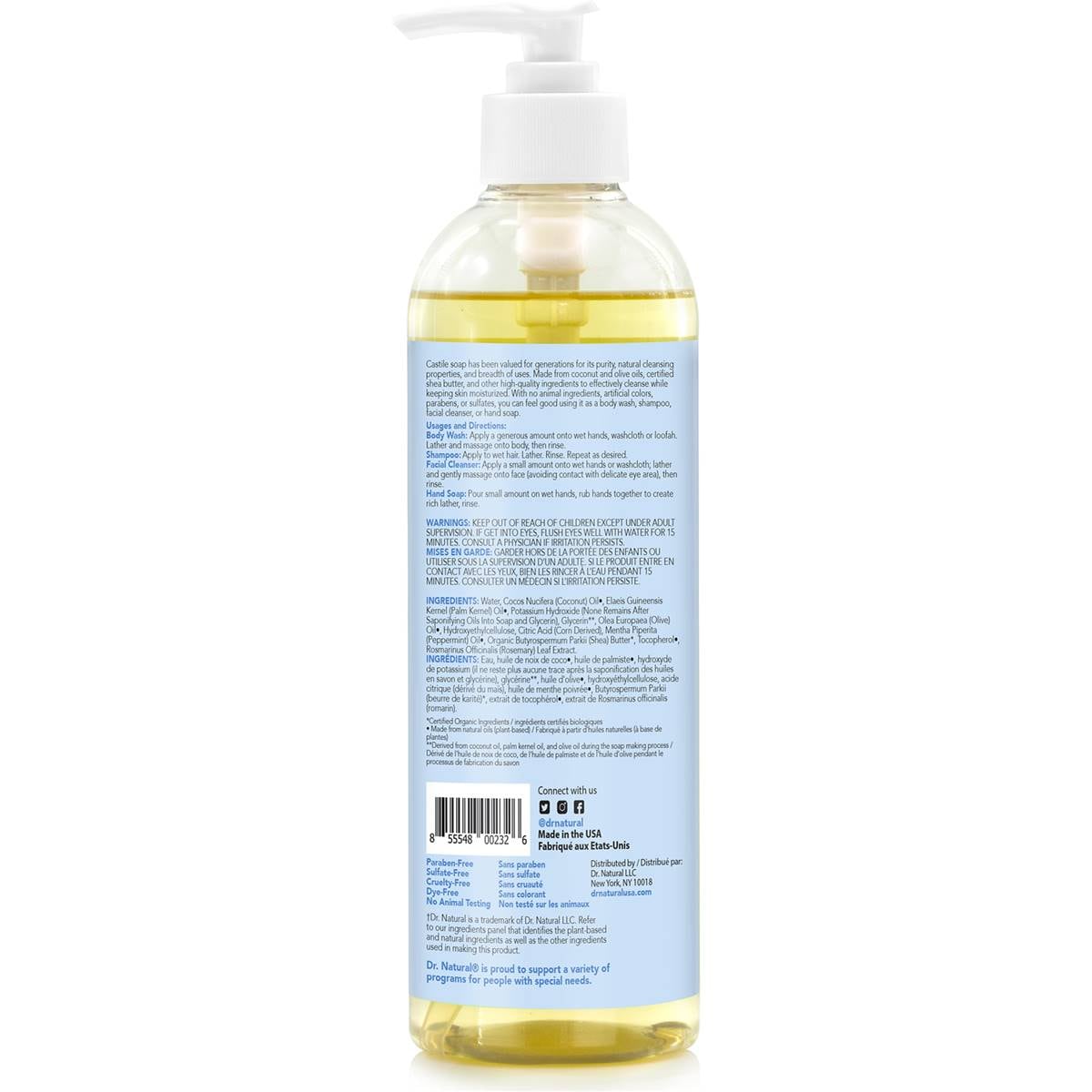 Dr Natural Castile Liquid Soap Peppermint 473ml | Woolworths