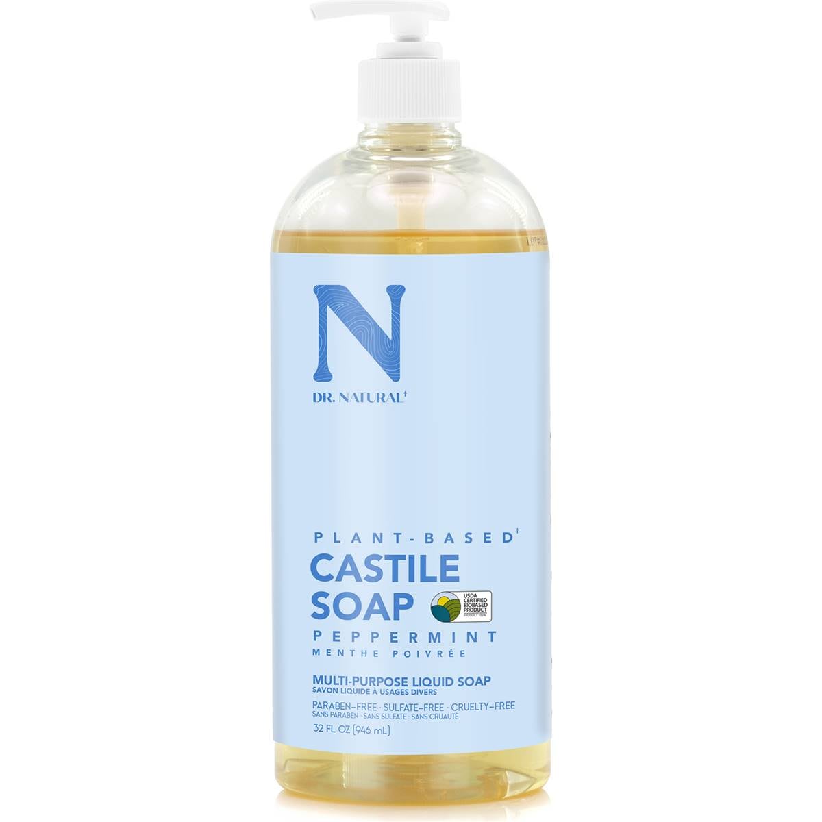 Dr Natural Castile Liquid Soap Peppermint 946ml | Woolworths