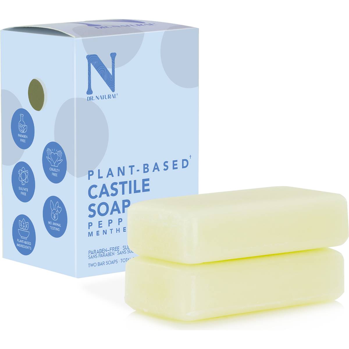 Dr Natural Castile Bar Soap Peppermint 2 Pack | Woolworths