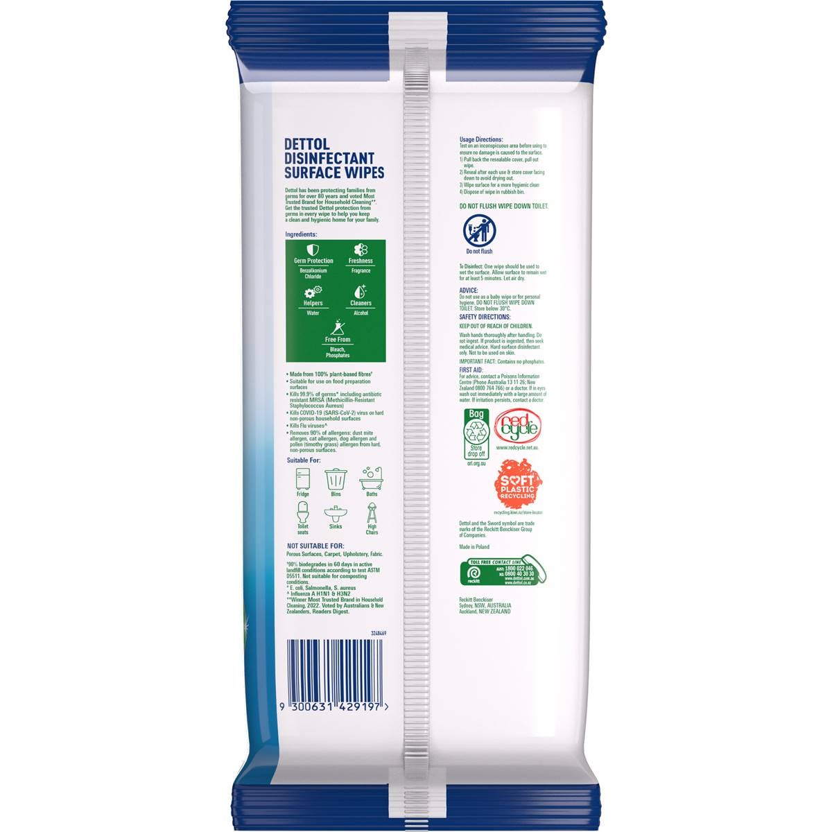 Dettol Multipurpose Disinfectant Cleaning Wipes Fresh 220 Pack | Woolworths