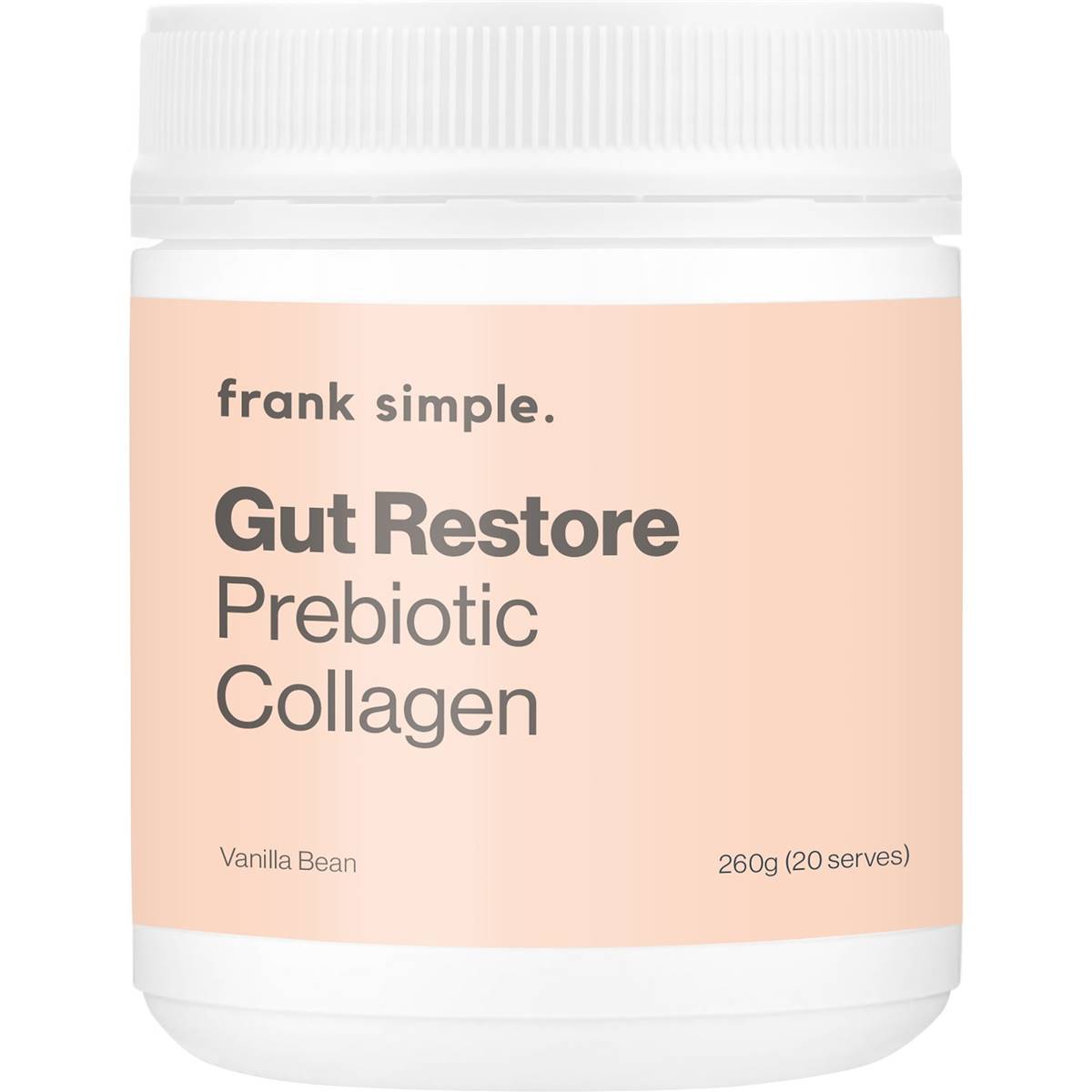 Frank Simple. Gut Restore Prebiotic Collagen Vanilla Bean Tub 260g ... Frank Simple. Gut Restore Prebiotic Collagen Vanilla Bean Tub 260g ...