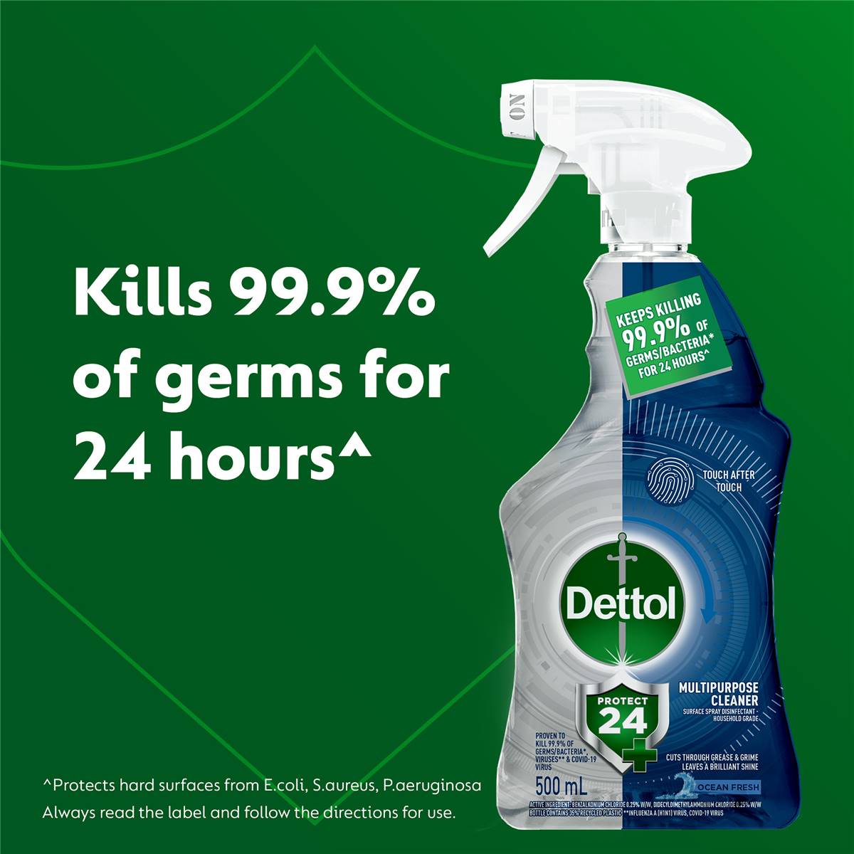Dettol Protect 24 Hour Multipurpose Cleaning Spray Ocean Fresh 500ml ...